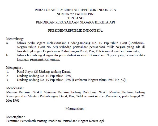 Sejarah Hari Ini (25 Mei 1963) - Pendirian Perusahaan Negara Kereta Api