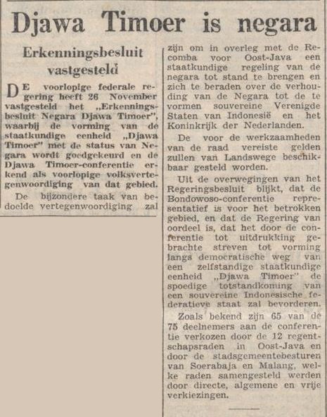 Sejarah Hari Ini (26 November 1948) - Jawa Timur Jadi Sebuah Negara